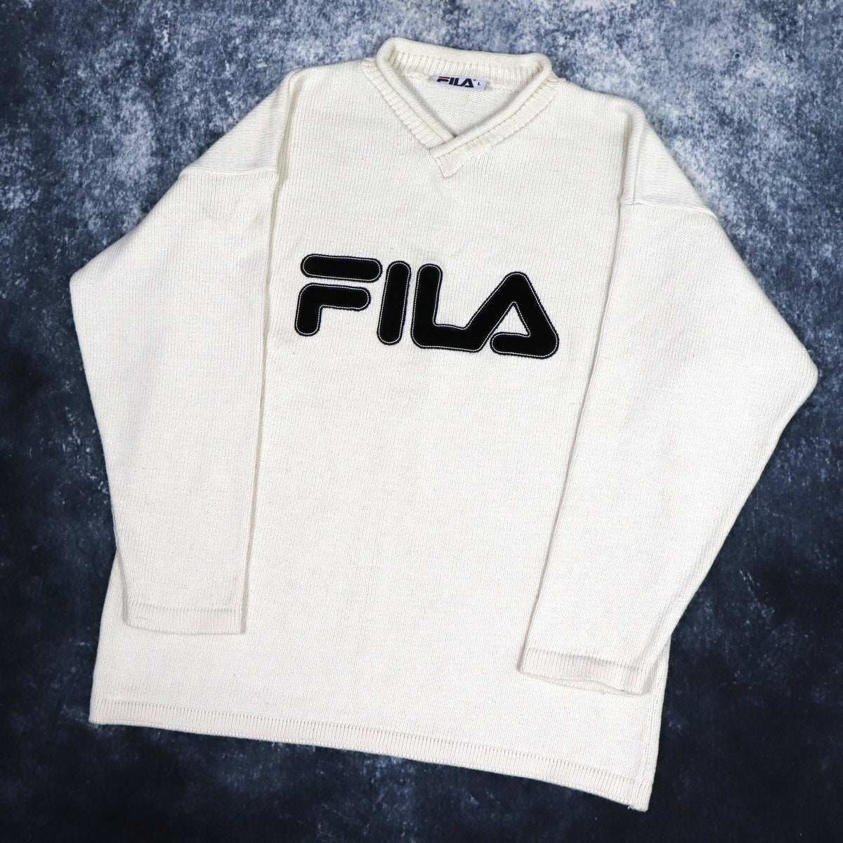 Vintage Cream Fila High Neck Jumper | Large – ragkid
